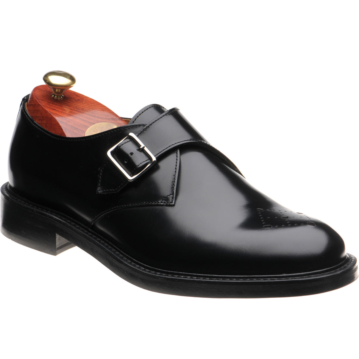 Wildsmith Model 120 mens rubber-soled monk shoes in black polished ...