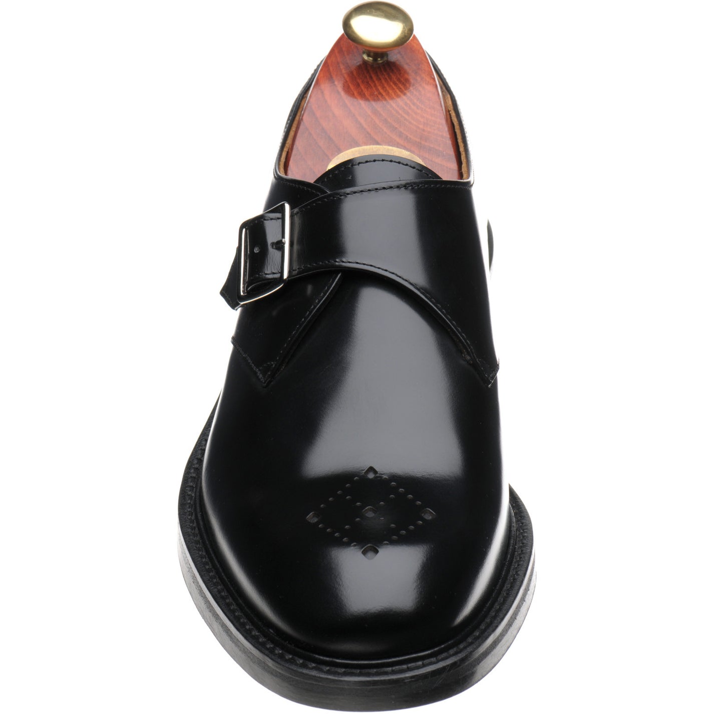 Wildsmith Model 120 mens rubber-soled monk shoes in black polished ...