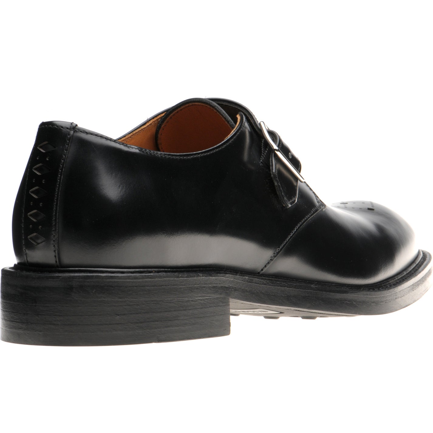 Wildsmith Model 120 mens rubber-soled monk shoes in black polished ...
