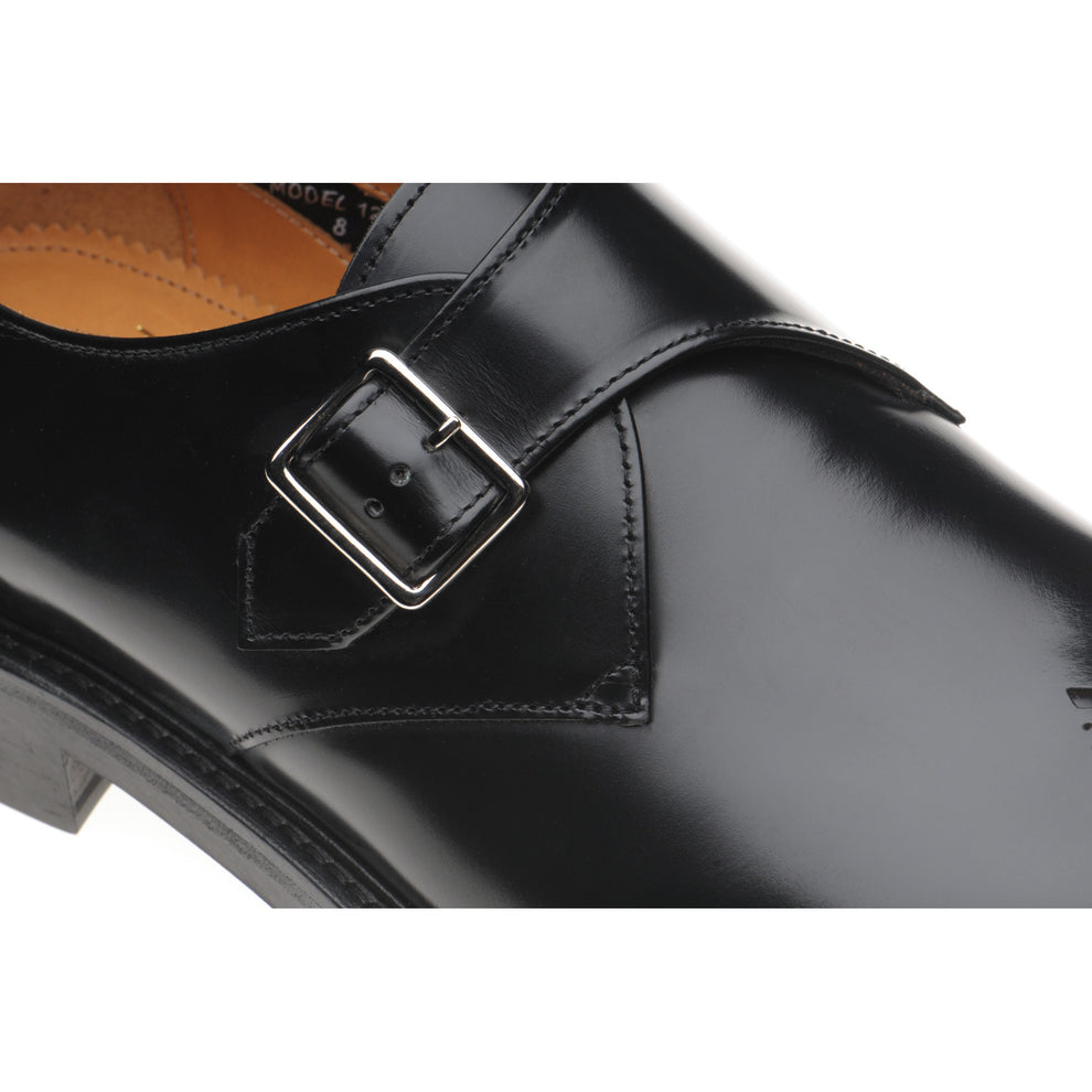 Wildsmith Model 120 mens rubber-soled monk shoes in black polished ...