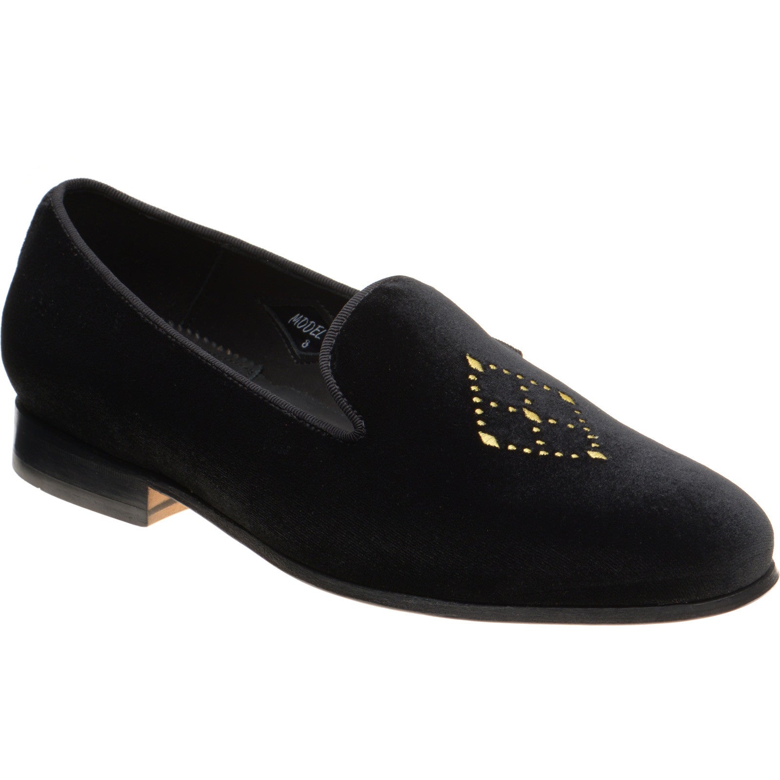 Wildsmith Model 2 mens house shoes in black velvet – Herring Shoes