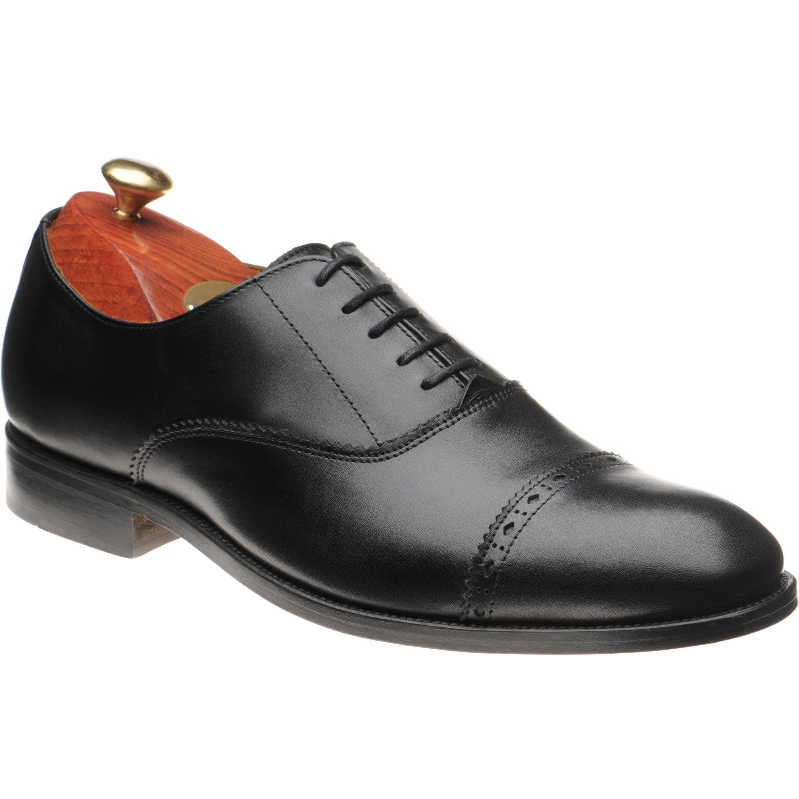 Wildsmith Model 65 mens semi-brogues in black calf – Herring Shoes